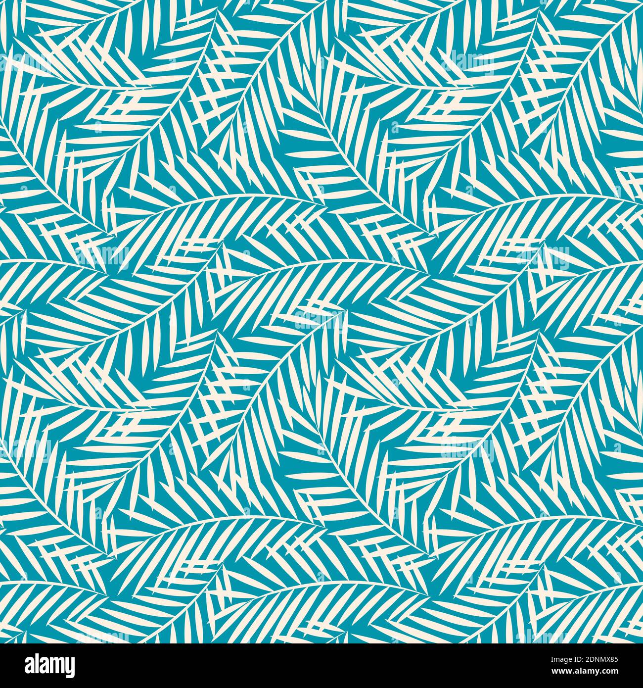 Seamless pattern with beige palm tree leaves against turquoise ... Seamless pattern with beige palm tree leaves against turquoise ...
