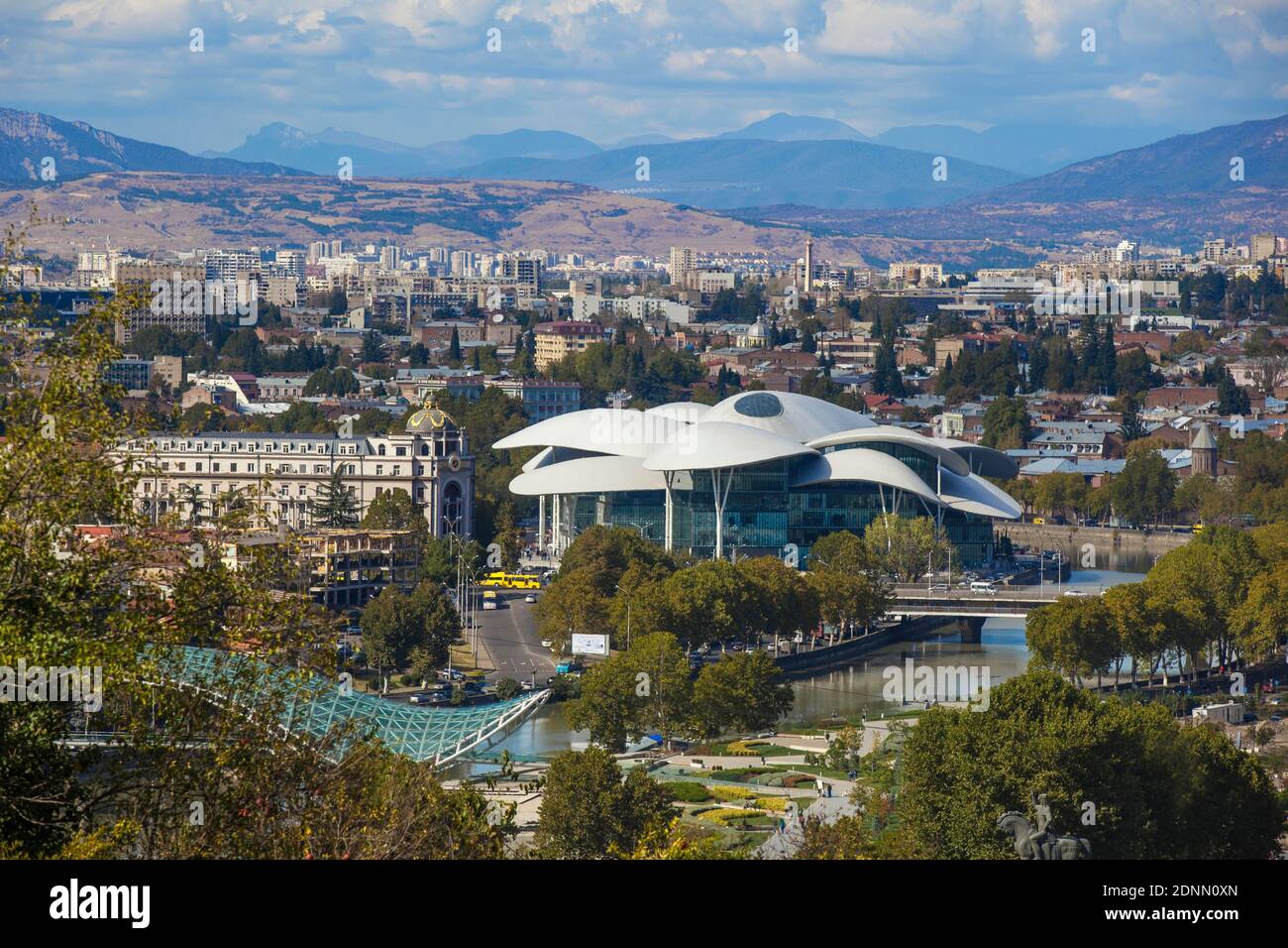 Georgia, Tbilisi, View of city and Public Service Hall, housing an ...