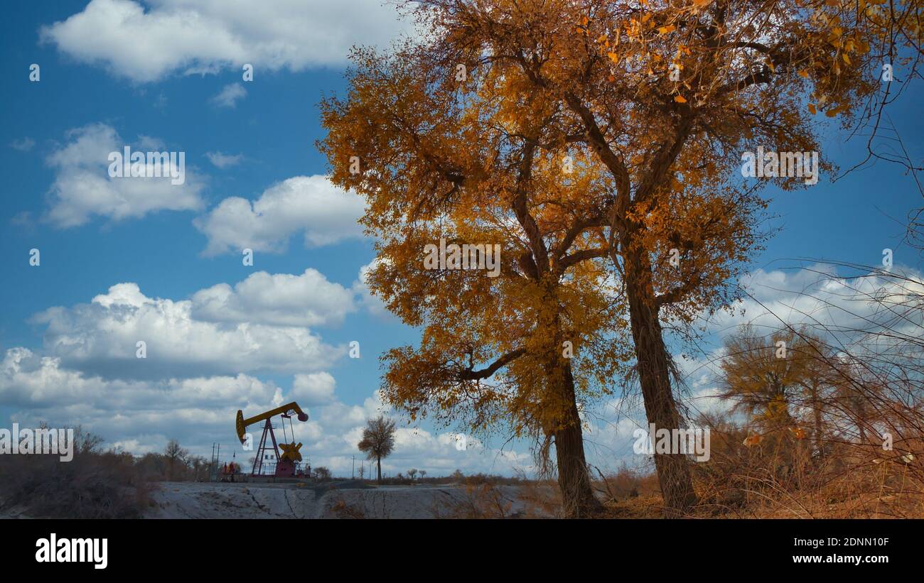 Xinjiang desert oil field in China Stock Photo - Alamy