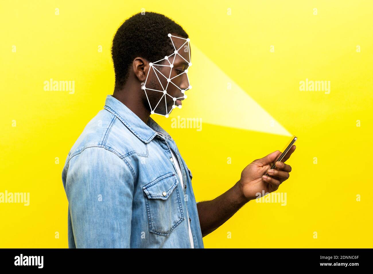 Mobile Biometric Identification And Verification Or Detection Concept Face Id Scaning Or