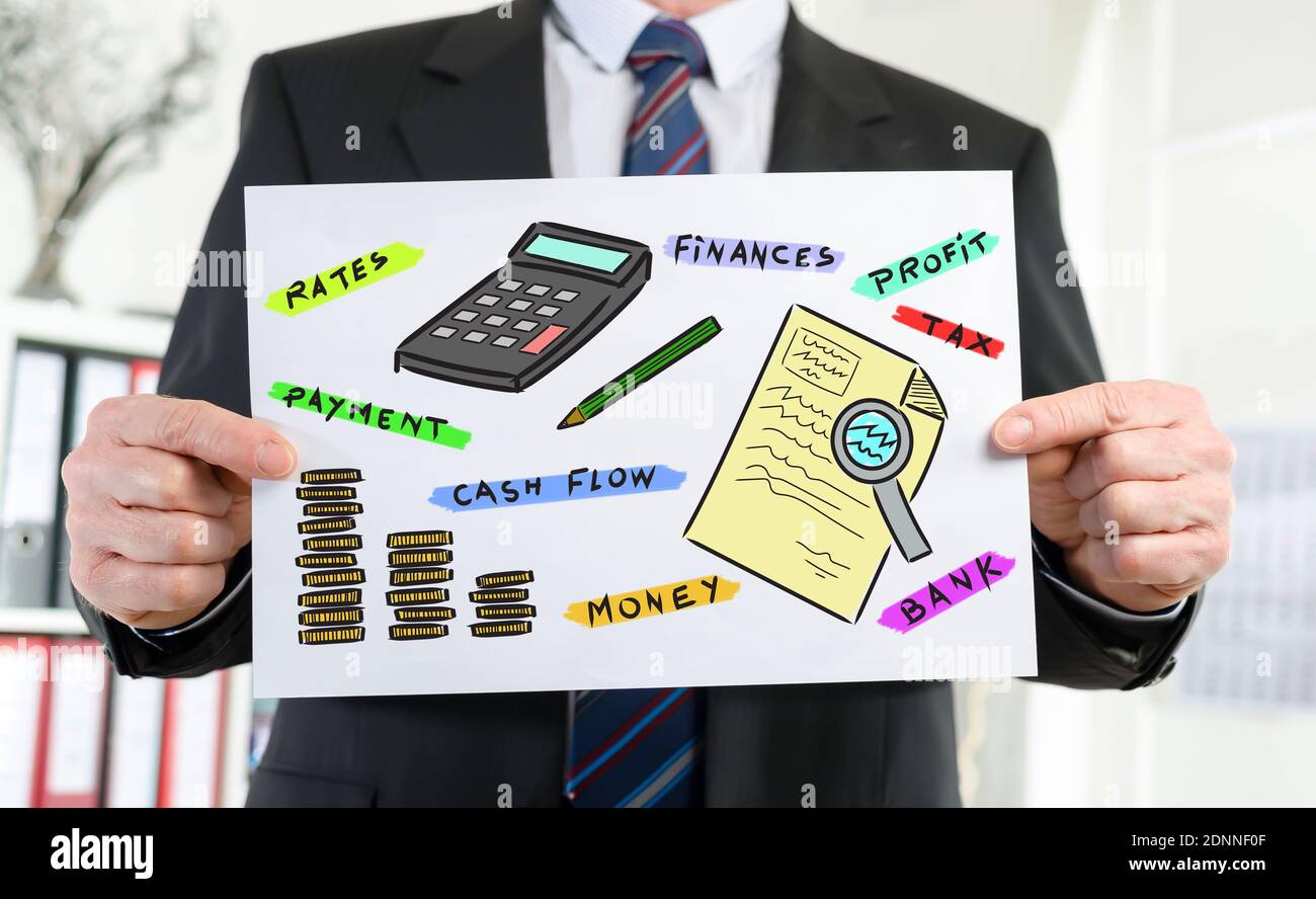 Paper showing accounting concept held by a businessman Stock Photo - Alamy