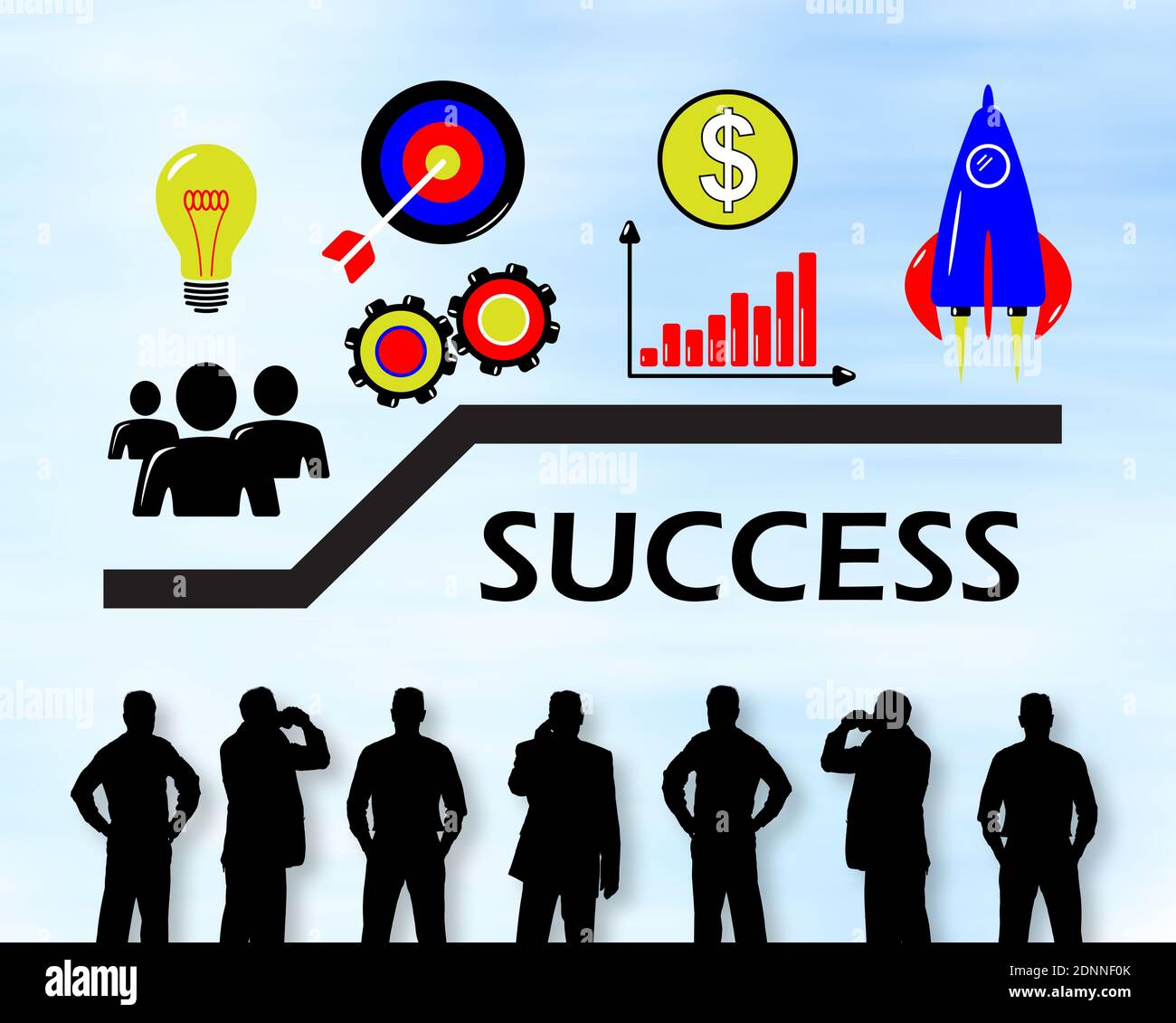 Silhouettes of men looking at a success concept Stock Photo - Alamy