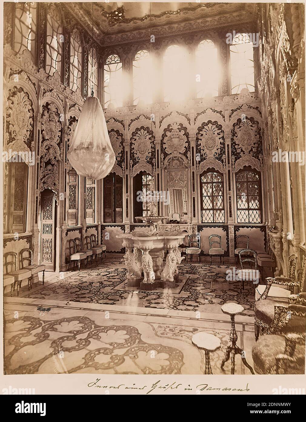 Félix Bonfils, interior of a house in Damascus, albumin paper, black ...