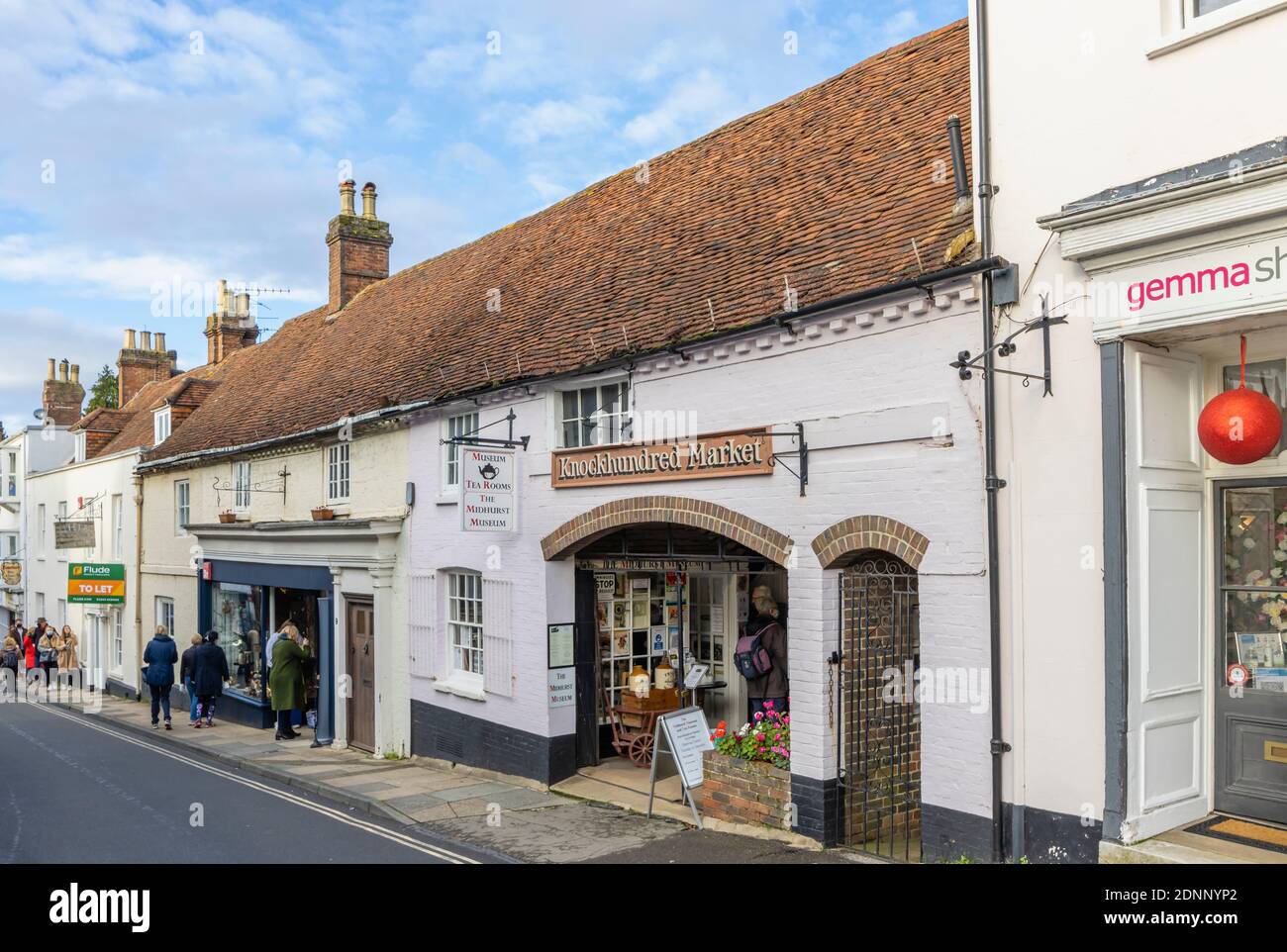 Roadside view of The Midhurst Museum and tea rooms and the arched ...