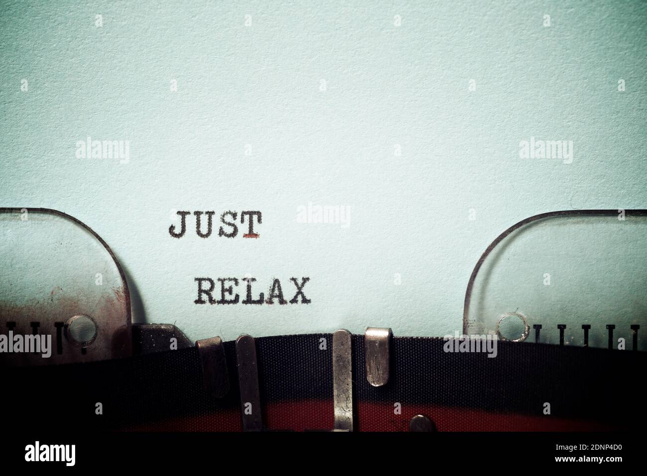 Just relax phrase written with a typewriter Stock Photo - Alamy