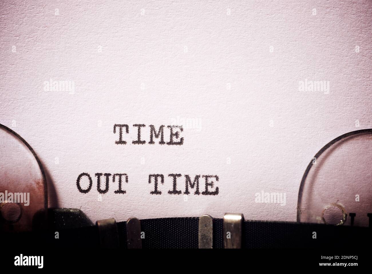 Time out time phrase written with a typewriter Stock Photo - Alamy