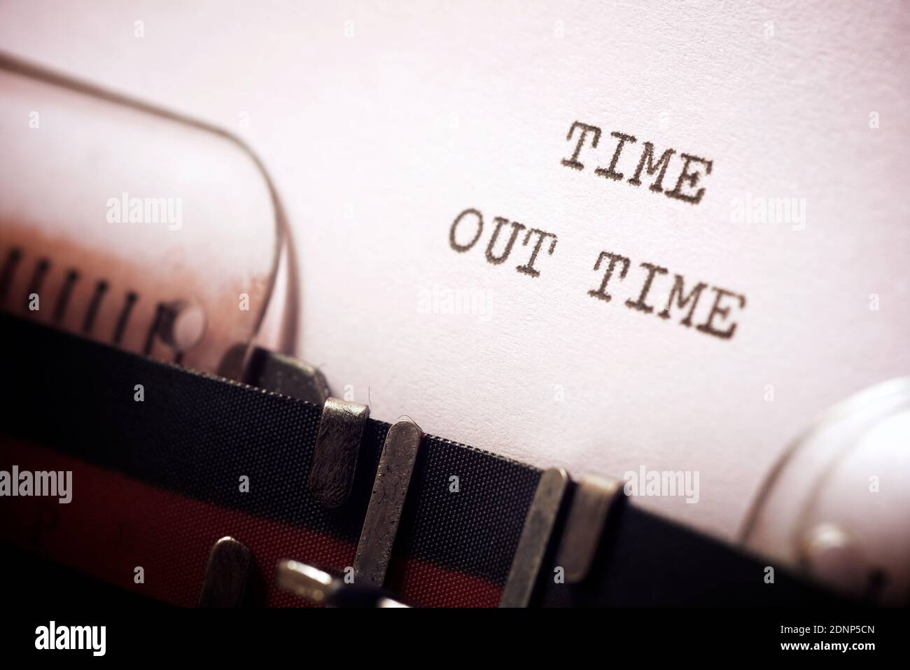 Time out time phrase written with a typewriter Stock Photo - Alamy