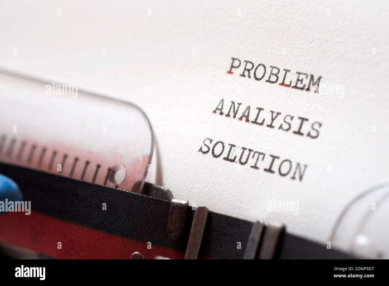 Problem analysis and solution words written with a typewriter Stock ...