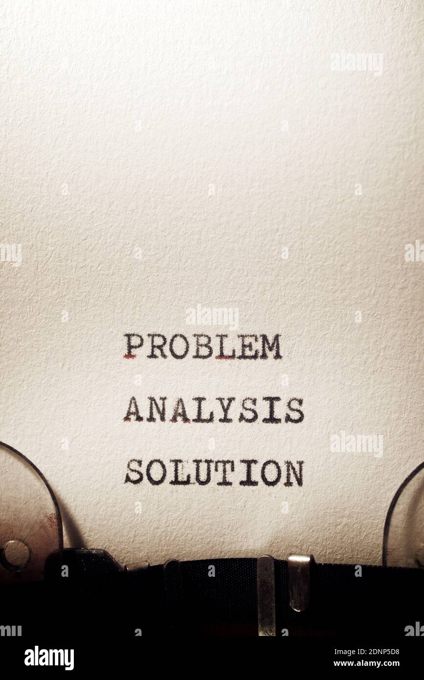 Problem analysis and solution words written with a typewriter Stock ...