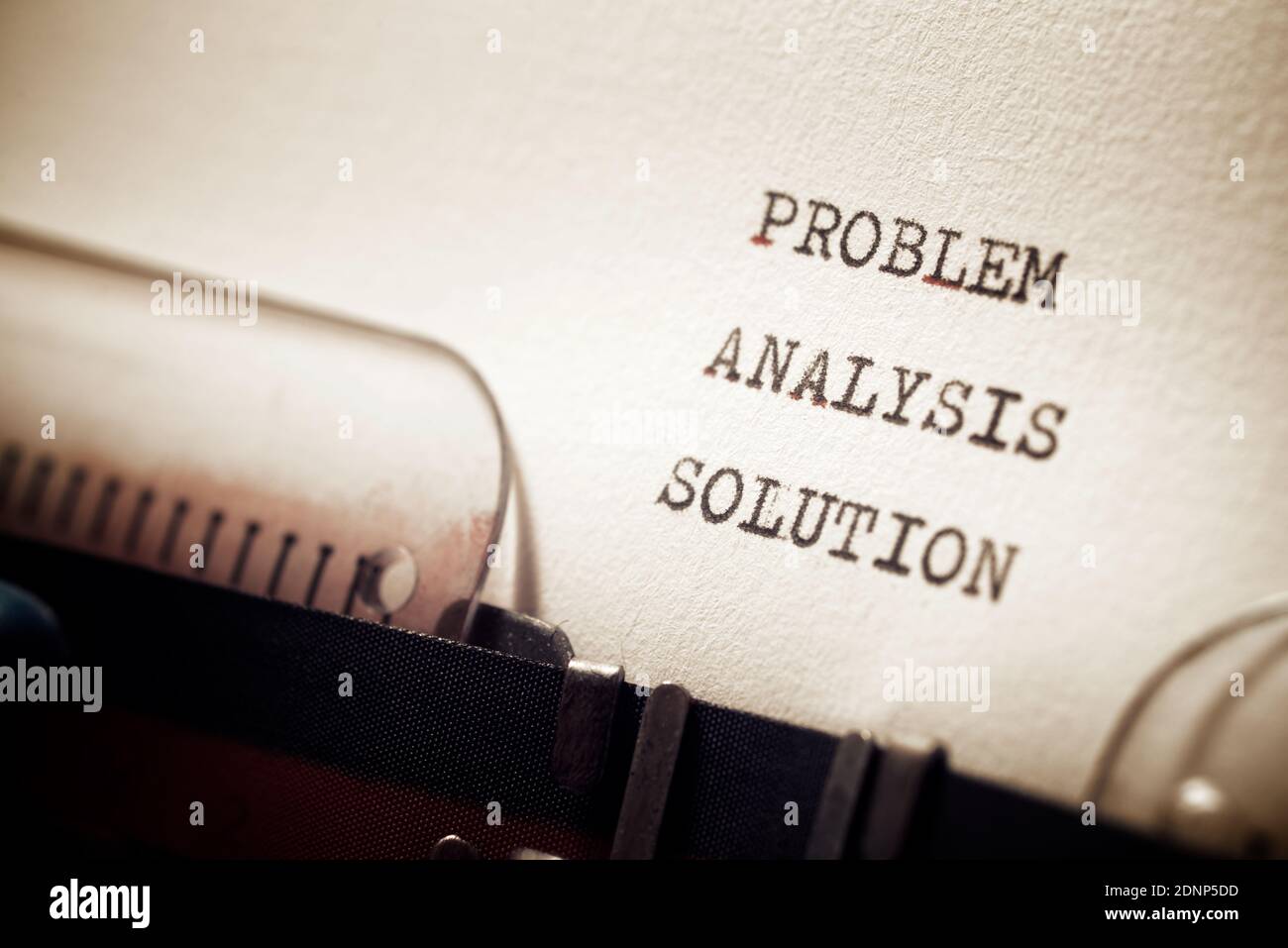 Problem analysis and solution words written with a typewriter Stock ...