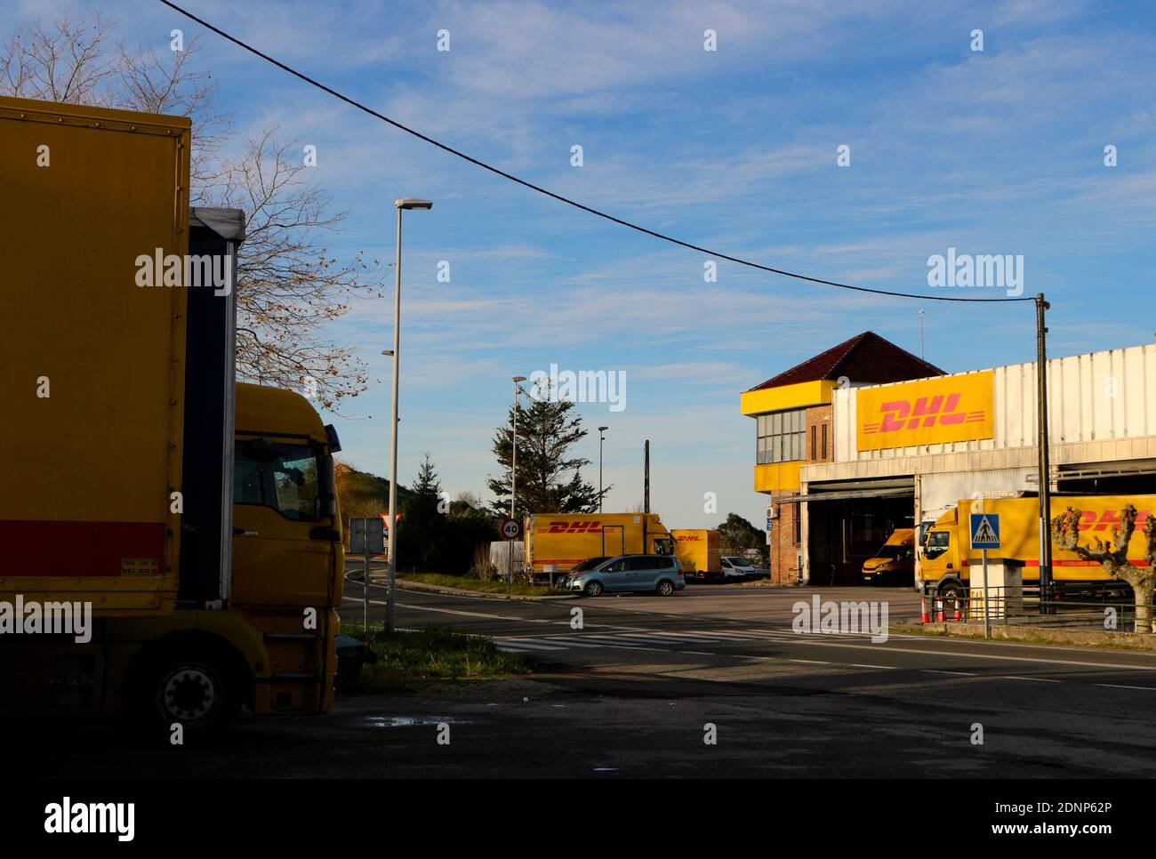 DHL depot in Bezana Cantabria Spain on a sunny morning with delivery ...