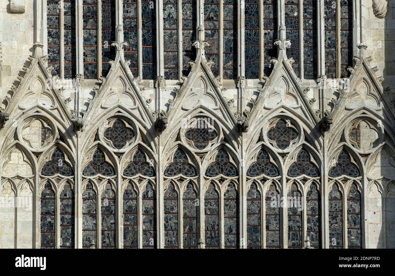 Amiens (northern France): detail of the Cathedral Basilica of Our Lady ...