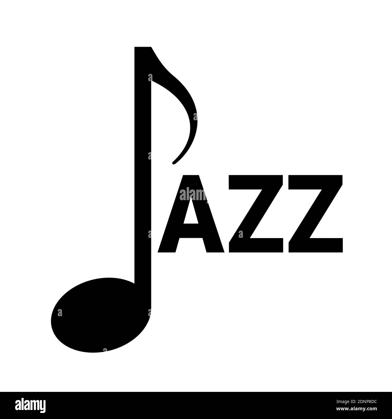 Jazz music - text with note. Vector illustration isolated on white ...
