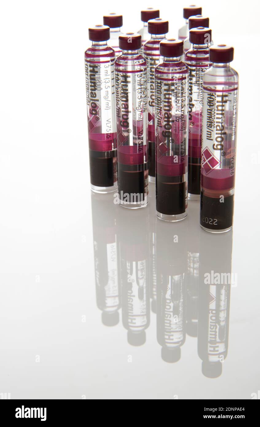 Insulin Rapid acting Humalog in glass vials ready for injection, Human ...