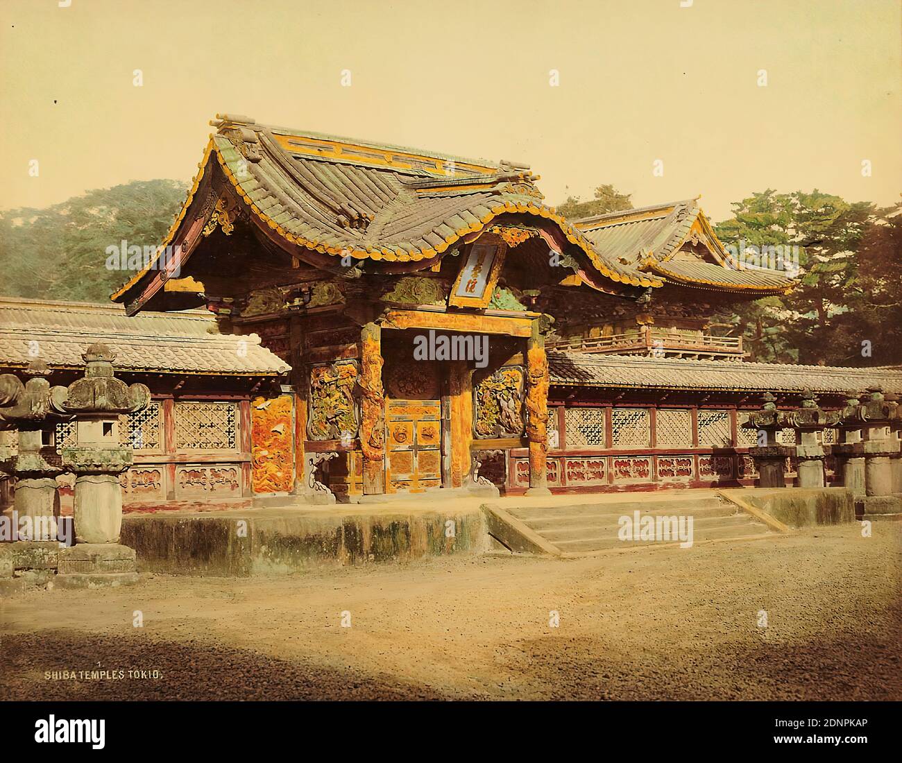 Shiba Temples, Tokyo, albumin paper, black and white positive process ...