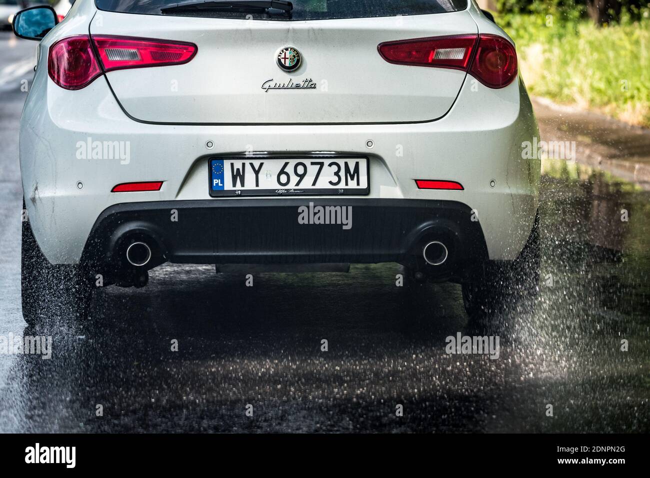 Warsaw, Poland - July 10, 2020: Traffic in rain, rainfall and change of ...