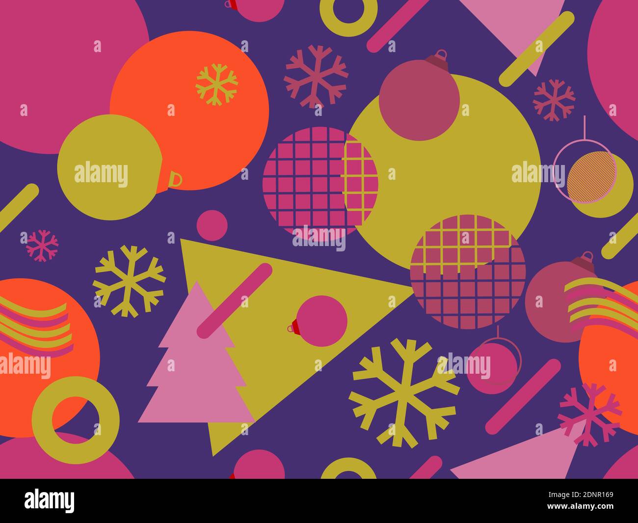 Christmas seamless pattern with Christmas decorations and geometric ...