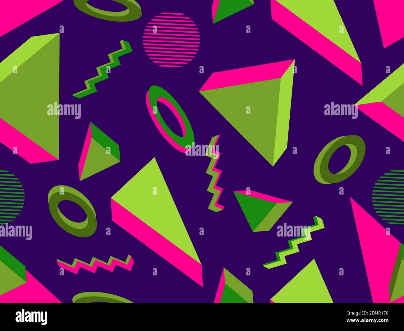 Geometric seamless pattern in 80s style. 3d isometric triangles ...