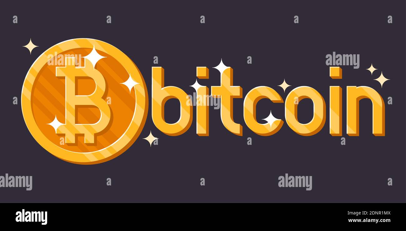 Golden Bitcoin Payment Lettering Symbol Concept. Cryptocurrency Logo ...