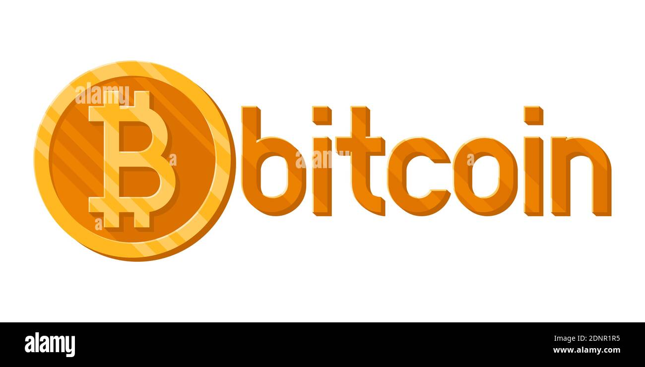 Golden Flat Bitcoin Payment Lettering Symbol Concept. Cryptocurrency ...