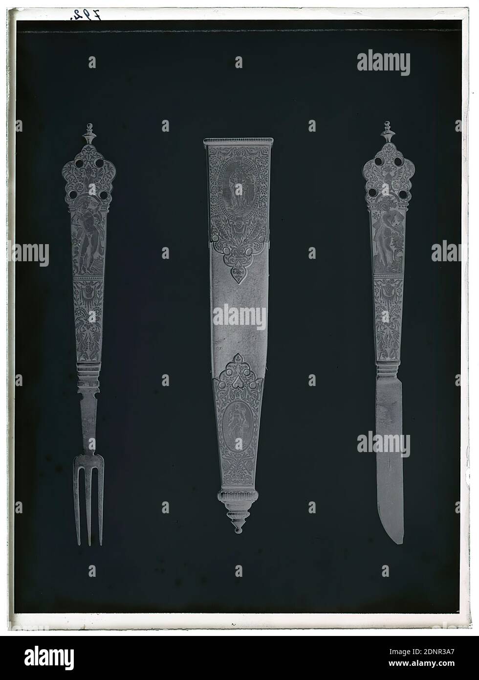 Wilhelm Weimar, cutlery, glass negative, black and white negative ...