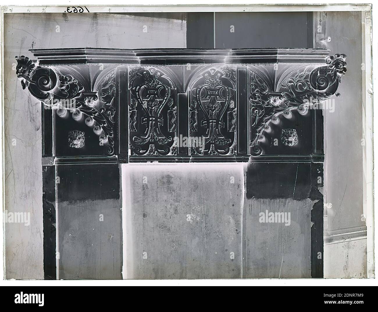 Wilhelm Weimar, paneling of an organ, wood carving, glass negative ...