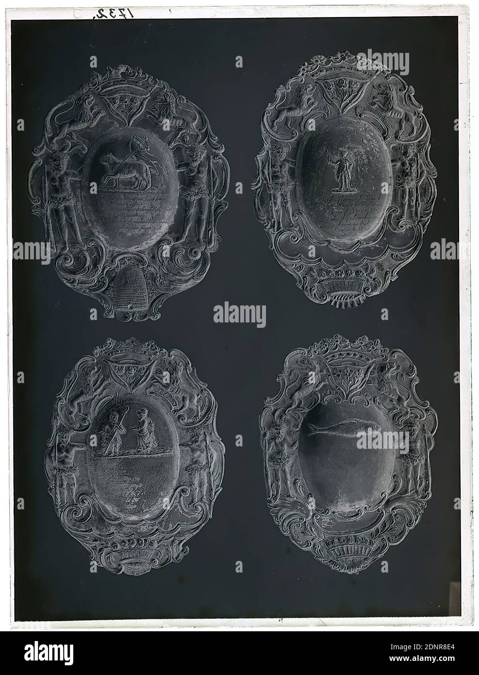 Wilhelm Weimar, Four silver guild signs, glass negative, black and ...