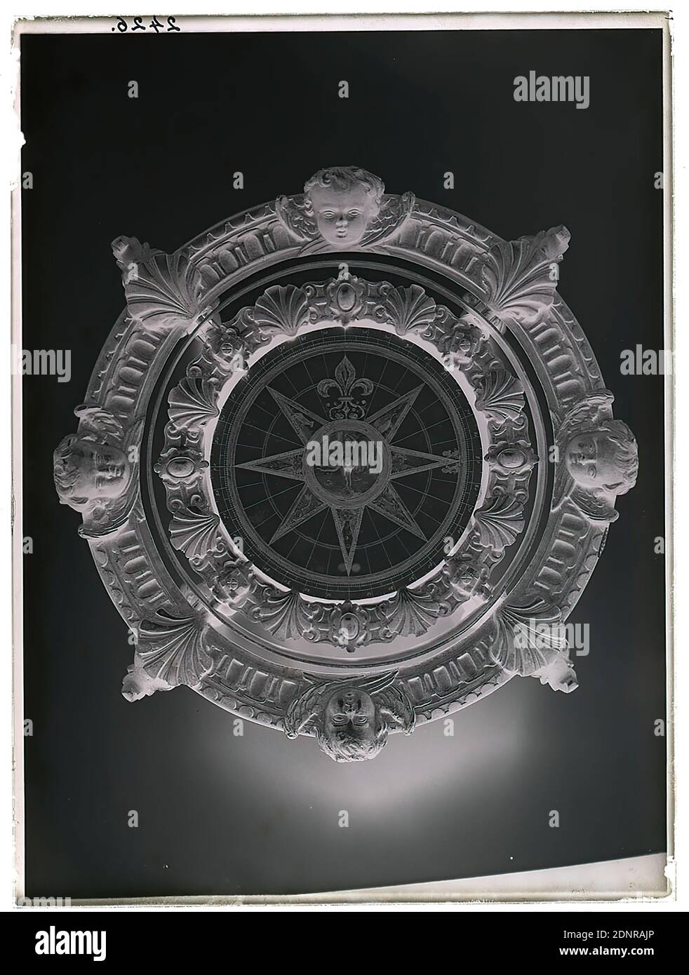 Wilhelm Weimar, compass frame, glass negative, black and white negative ...