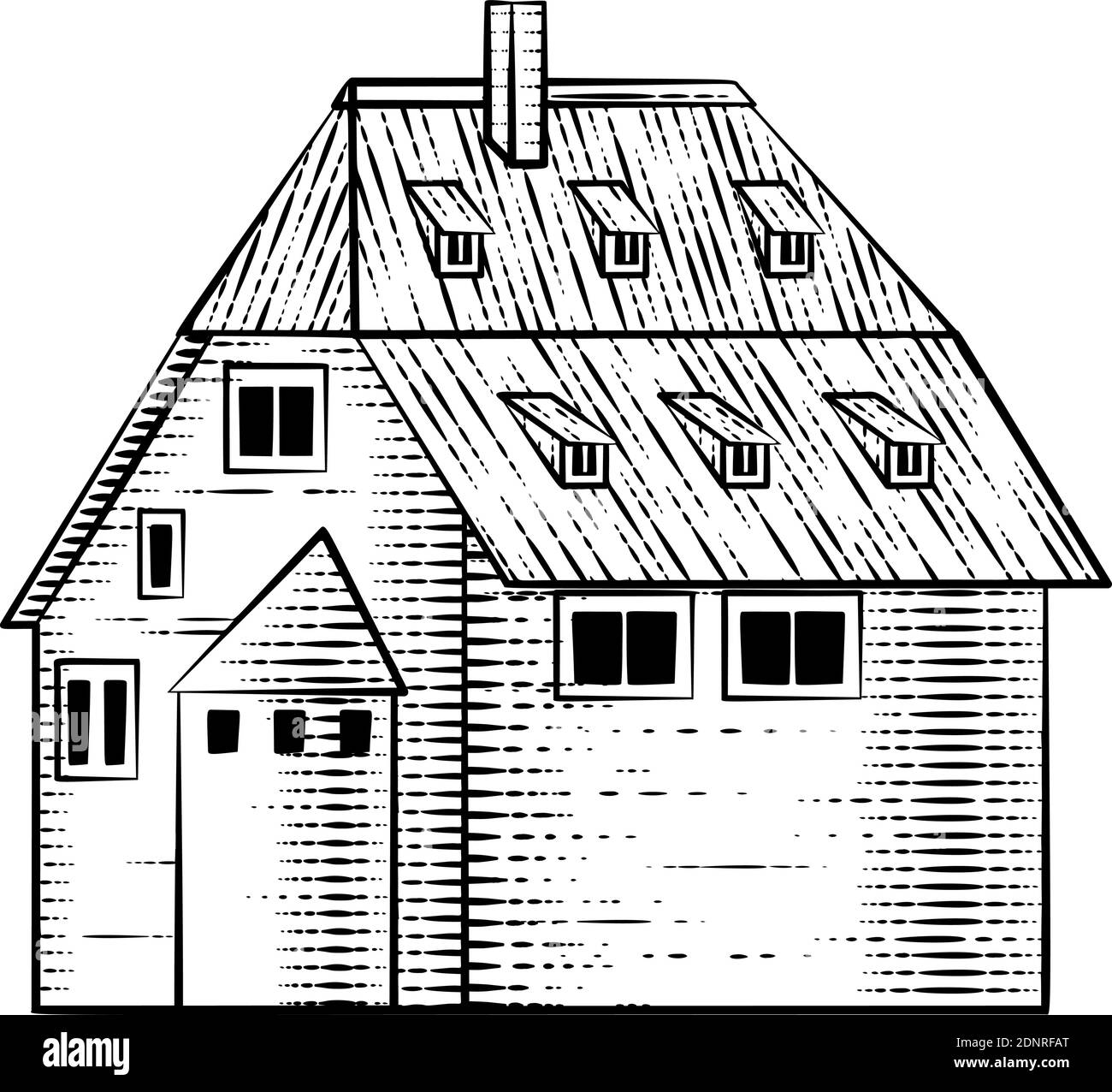 Fantasy fairytale medieval house Black and White Stock Photos & Images ...