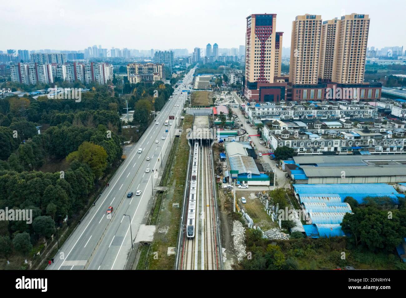 Chengdu. 18th Dec, 2020. Aerial photo taken on Dec. 18, 2020 shows a ...