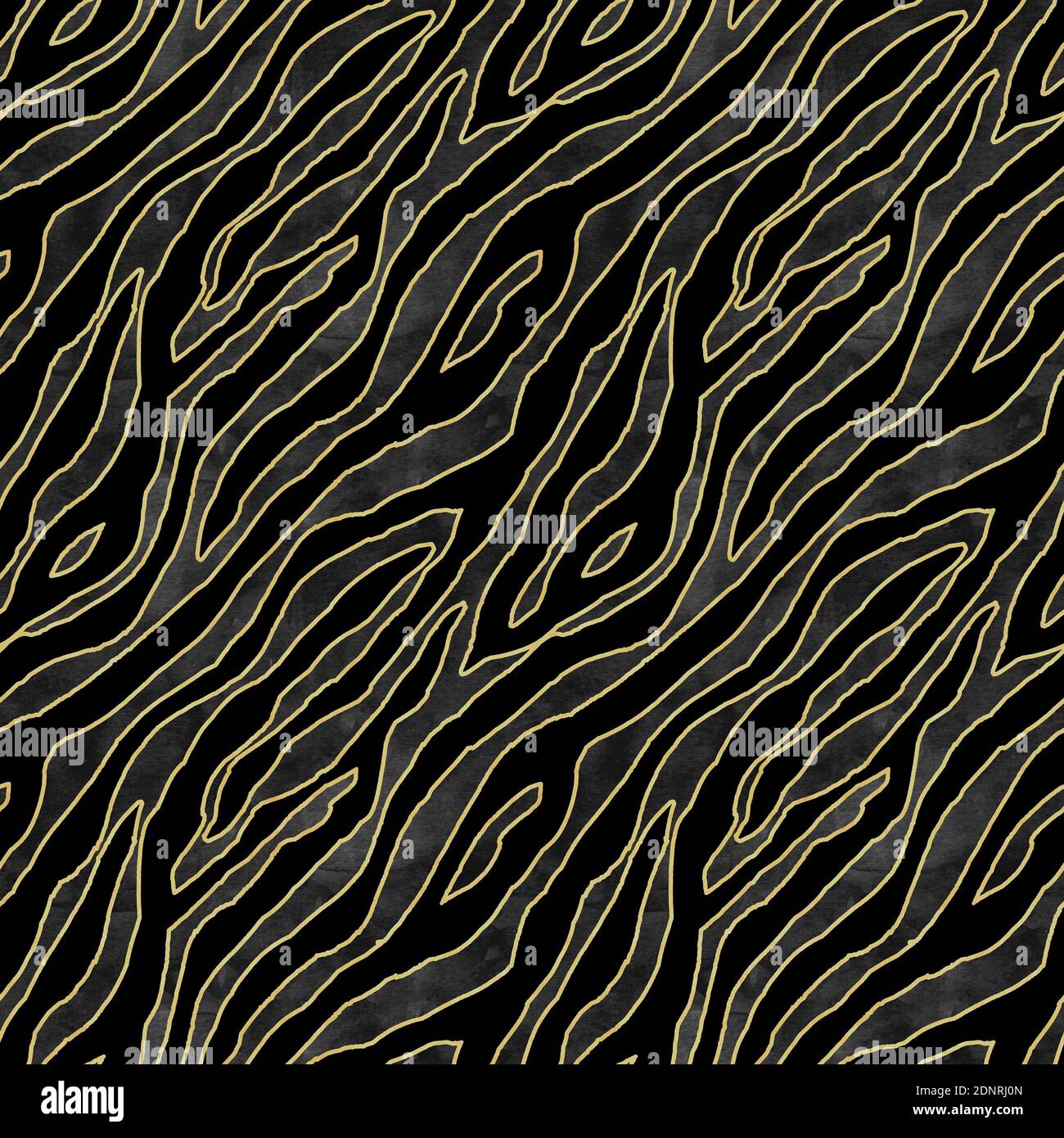 Black and golden zebra seamless texture. Watercolor hand drawn pattern ...