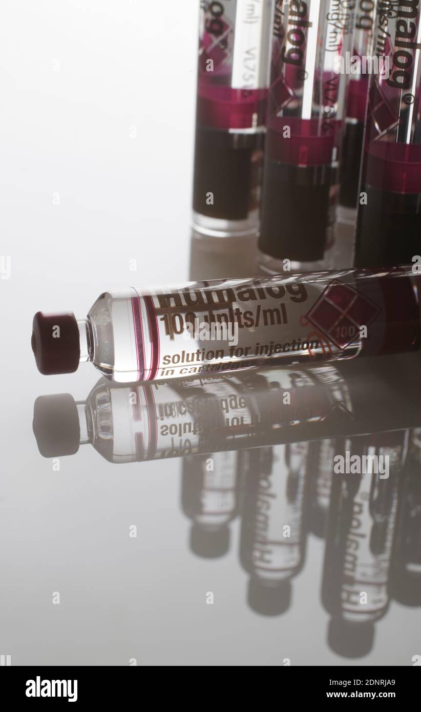 Insulin Rapid acting Humalog in glass vials ready for injection, Human ...