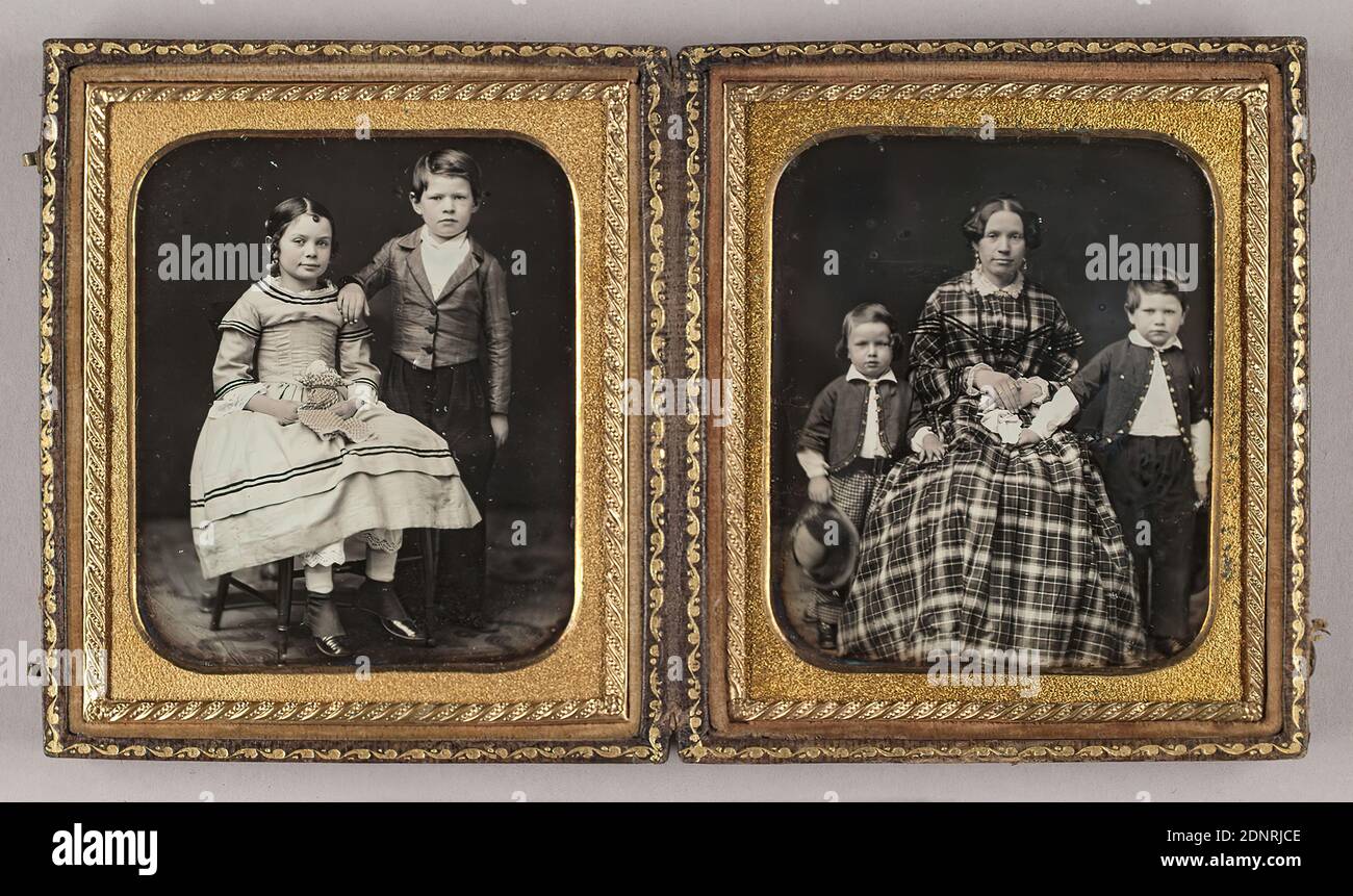 Two siblings Guhn and wife Guhn with two children, daguerreotype ...