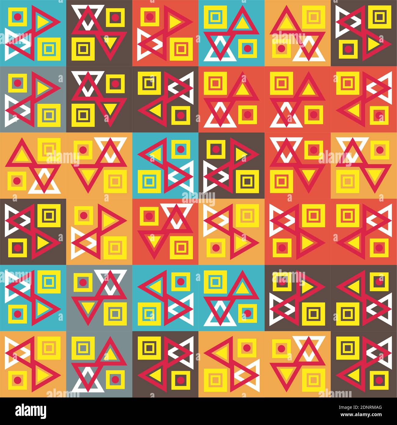 Tiled geometric pattern in assorted shapes and vibrant colors ...