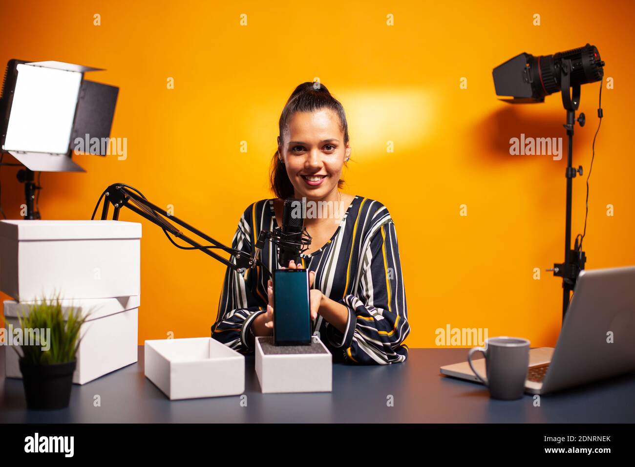 Creative content creator influencer expert vlogger recording online ...