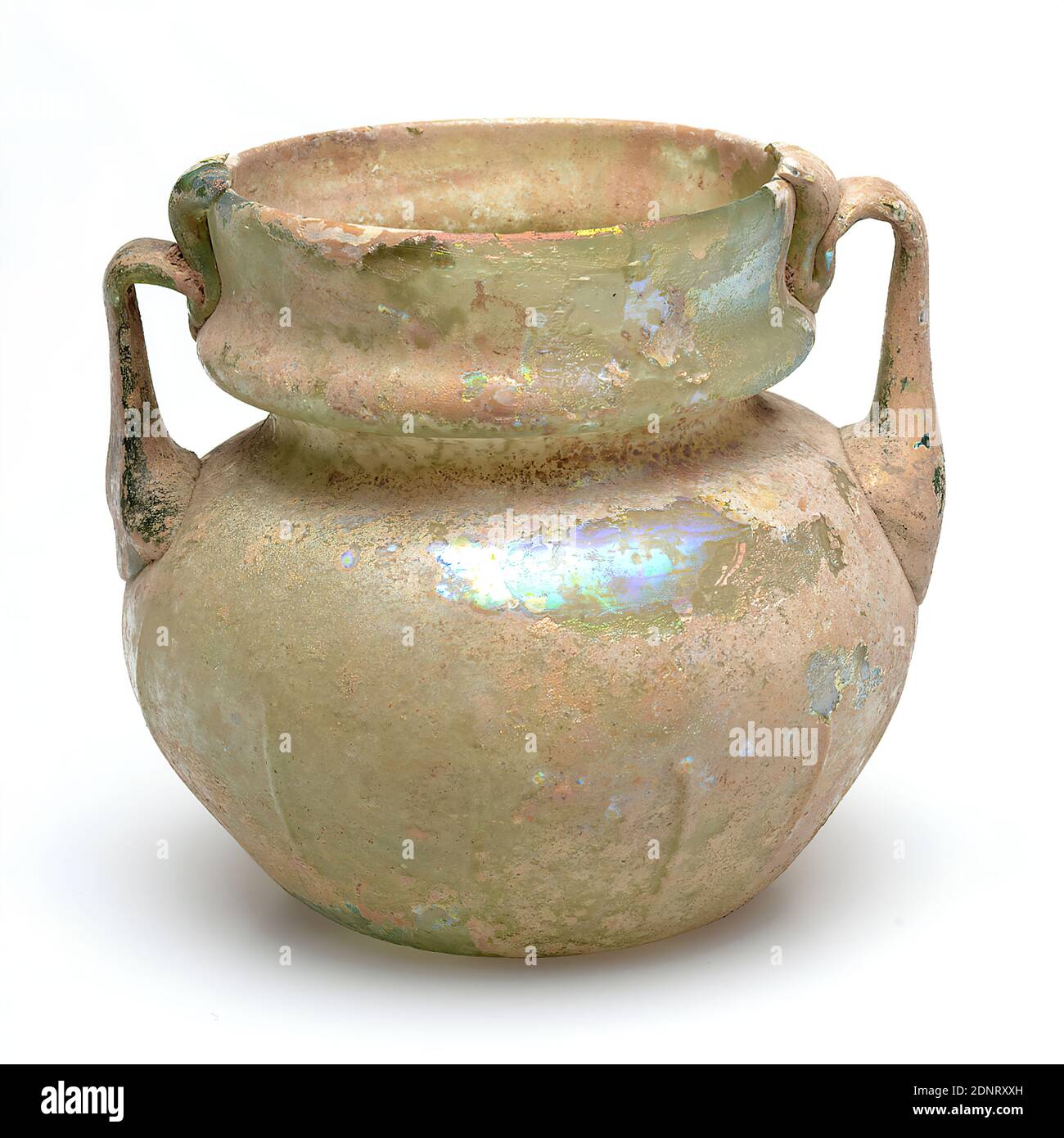 Amphoriskos, Glass, hand modeled, pressed, thread support, glass, Total ...