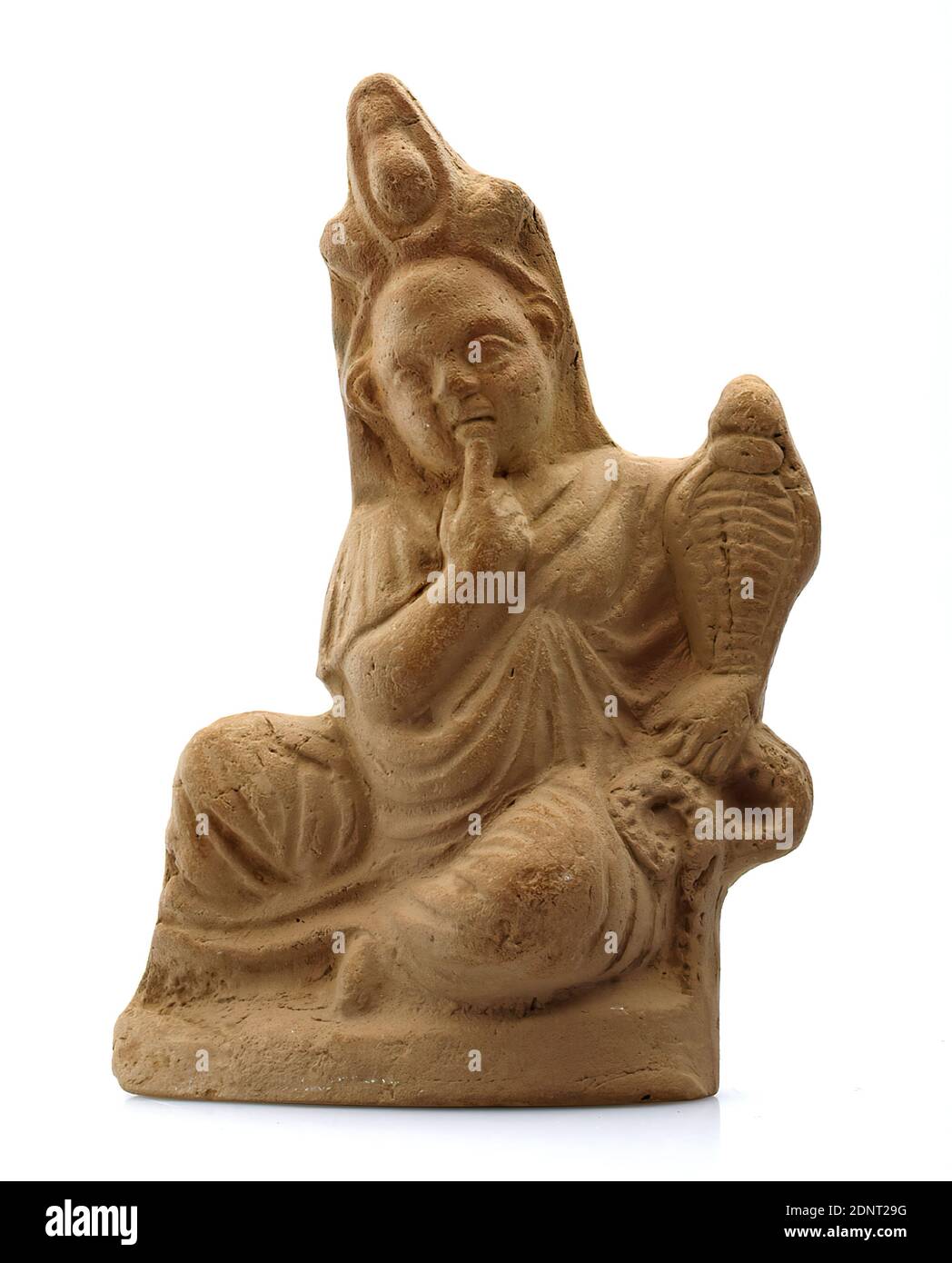 Harpocrates with Uraeus Snake, Clay, pressed into the form, hand ...