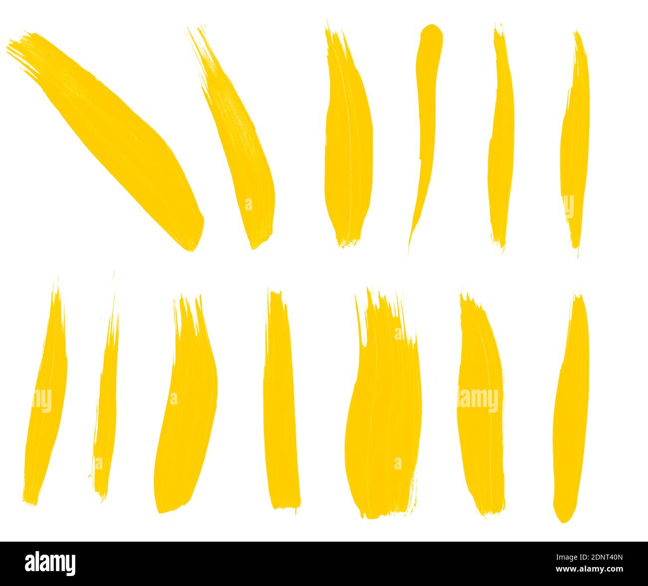 Set of yellow watercolor isolated brushes for painting. Yellow stroke ...
