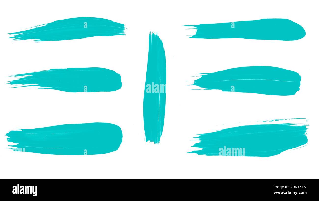 Beautiful turquoise watercolor isolated brushes for draw. Set of paint ...