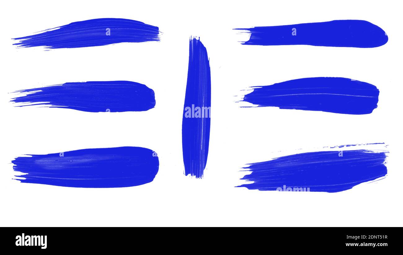 Beautiful blue paint brushes for painting. Set of paint strokes Stock ...
