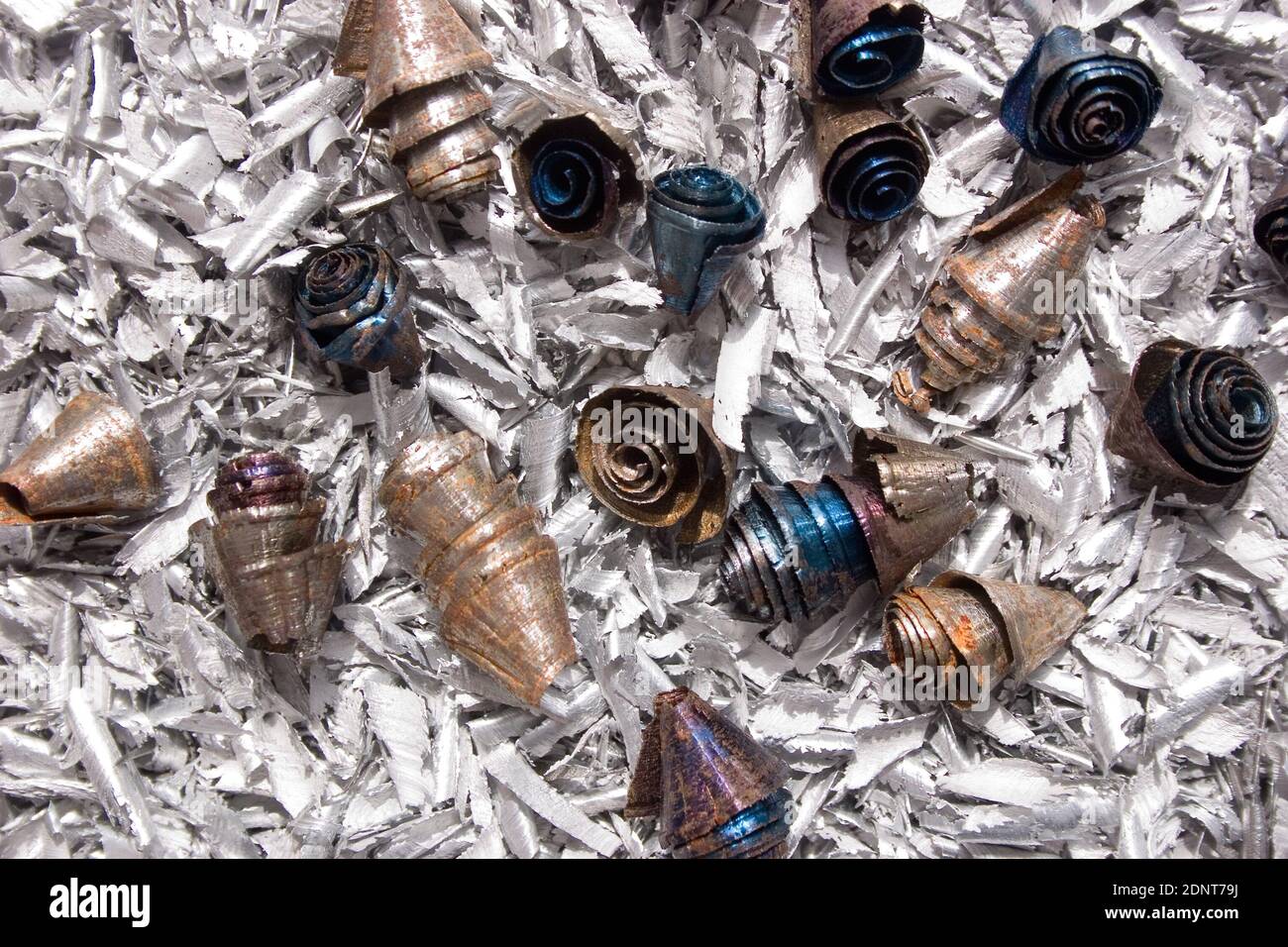 Twisted and chipped metal shavings - it is a waste from the ...