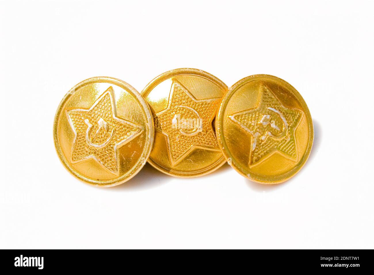 Buttons with the symbols of the USSR. Yellow buttons of a military ...
