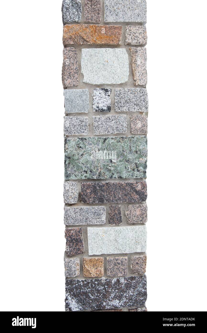 stone pillar of multicolored bricks isolated on a white Stock Photo - Alamy
