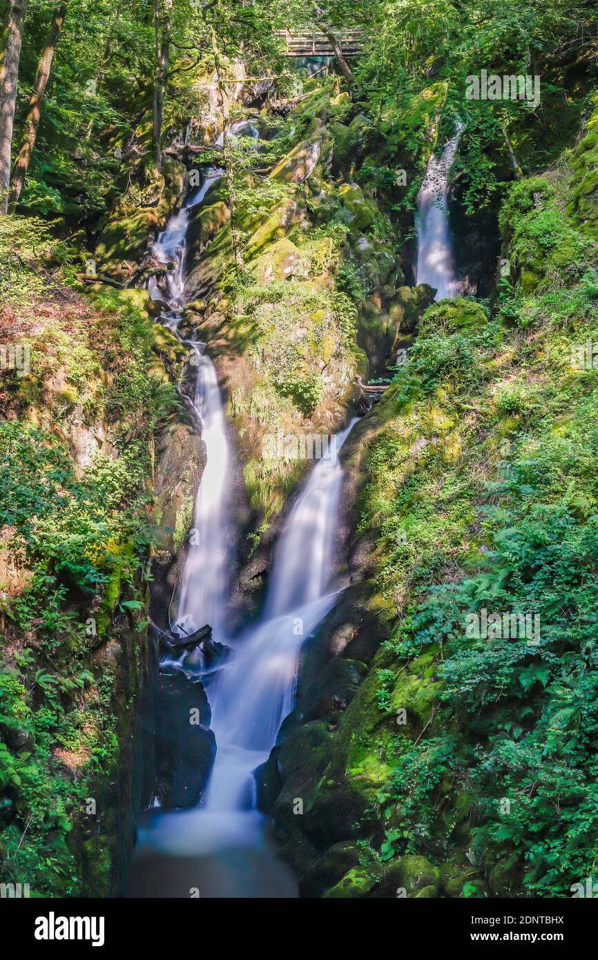One of the waterfalls making up Stock Ghyll Force in Ambleside, Lake ...