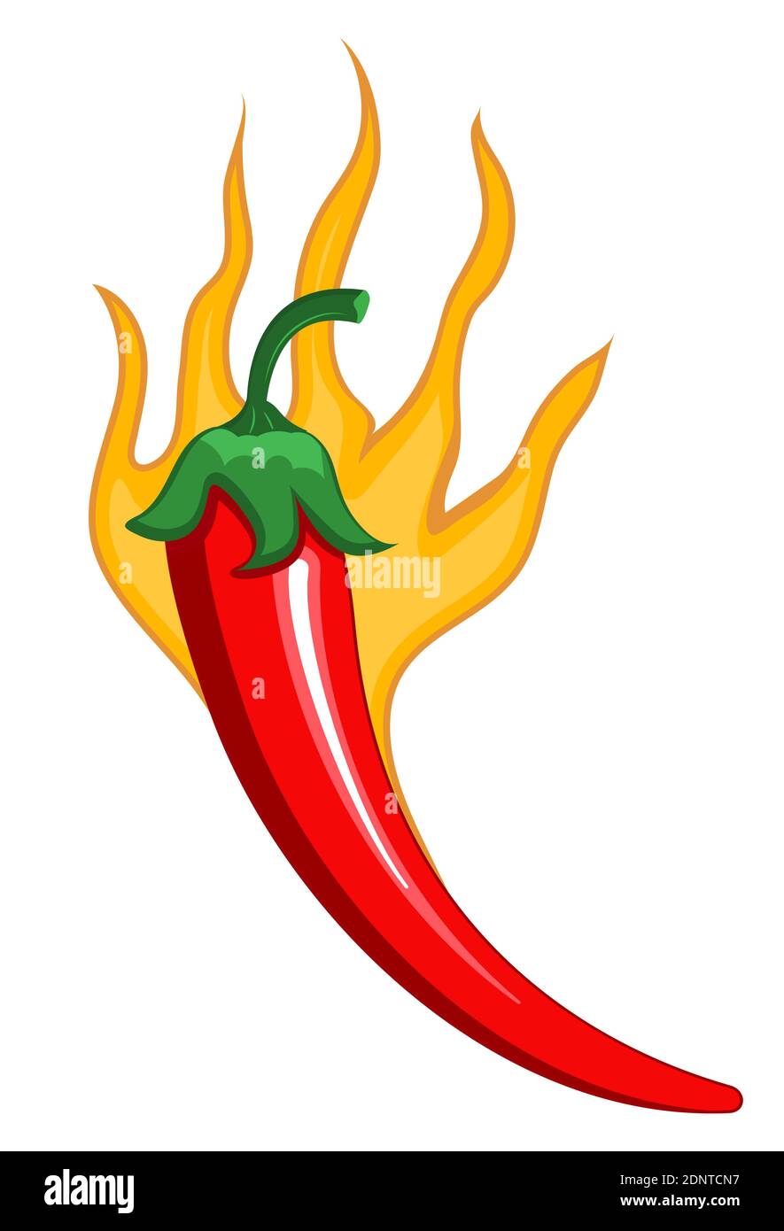 Red chilly peppers are burning as spicy sign. Cartoon vector isolated ...