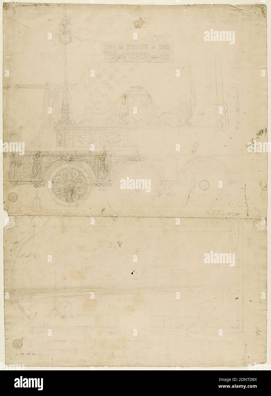 Gottfried Semper, drawing of the hearse of the Duke of Wellington ...