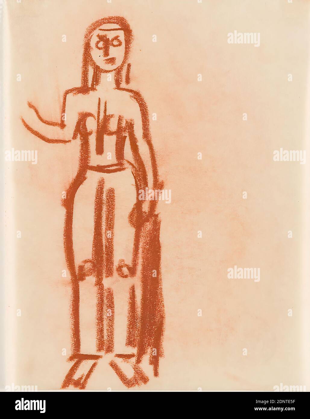 Gustav Heinrich Wolff, Standing, Red chalk, parchment, drawing, red ...