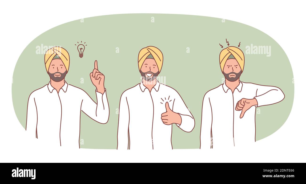 Idea, innovation, positive and negative solution concept. Young indian ...