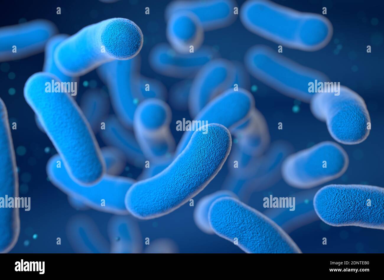 3d blue color bacterium semi closeup Stock Photo - Alamy