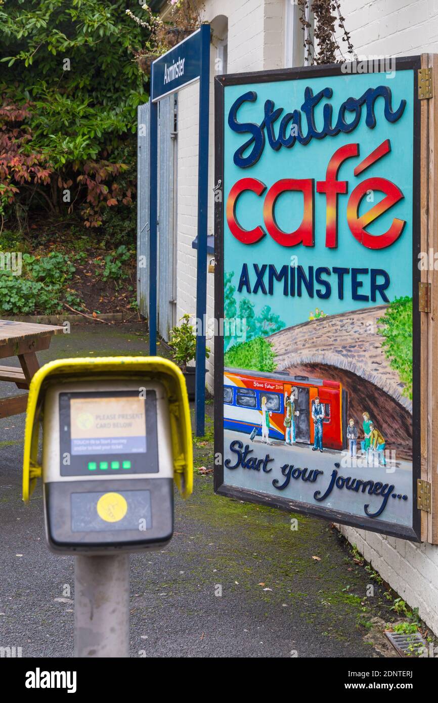 Station Café at Axminster, Devon UK on a grey wet day in November Stock ...